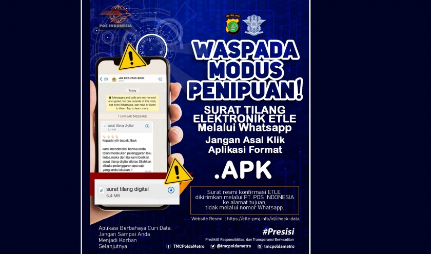 Waspada Penipuan Modus Surat Tilang Lewat Pesan Aplikasi - Media POLRI